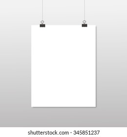 White Poster Hanging Mock Empty Paper Stock Vector (Royalty Free ...