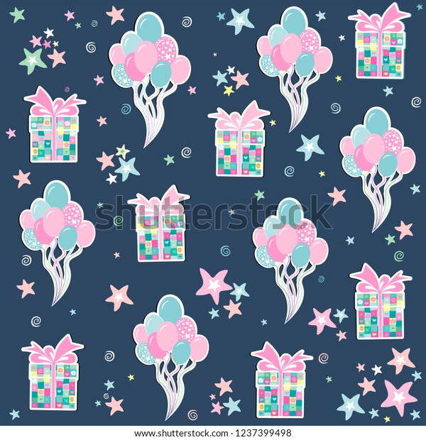 Happy Birthday Blue Background Pattern Celebration Stock Illustration ...