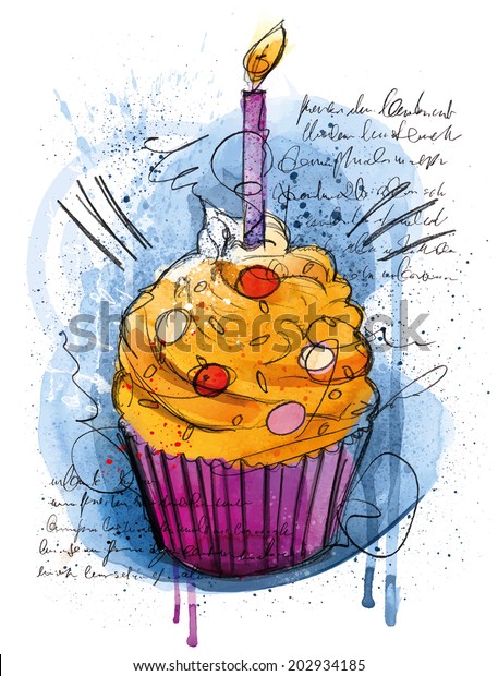 Happy Cupcake Stock Illustration 202934185