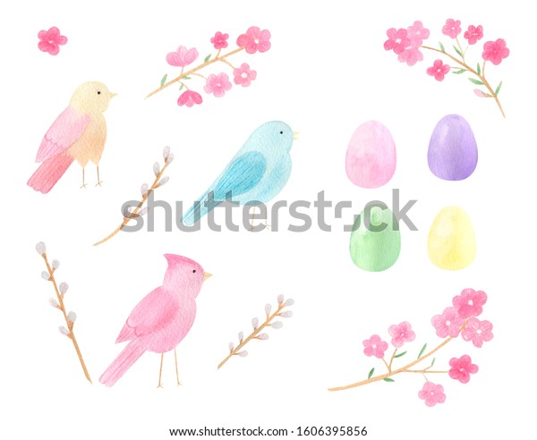 Happy Easter Clip Art Set Birds Stock Illustration 1606395856 ...