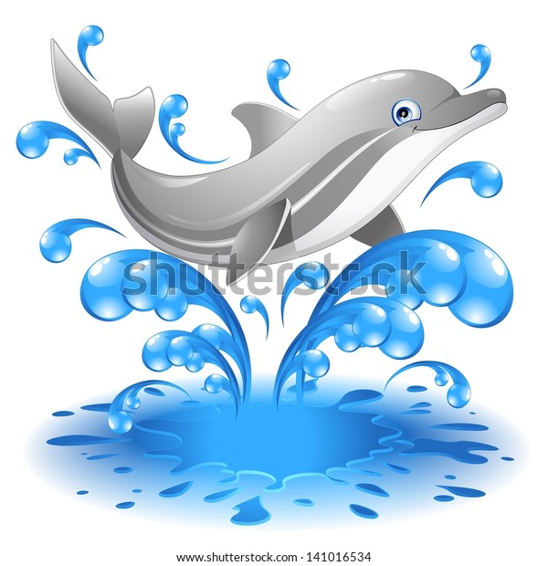 Happy Jumping Dolphin Cartoon Stock Illustration 141016534 | Shutterstock