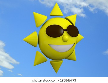 Funny Sun Face Sunglasses On Blue Stock Vector (Royalty Free) 673033300