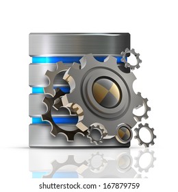 Hard Disk Database Icon Gears Isolated Stock Illustration 167879759 ...