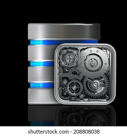 Hard Disk Database Icon Gears Box Stock Illustration 208808038 ...