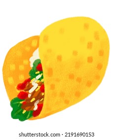Hard Shell Taco Corn Tortilla Mexican Stock Illustration 2191690153 ...