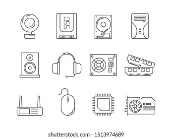Hardware Pc Components Symbols Computer Items Stock Illustration ...