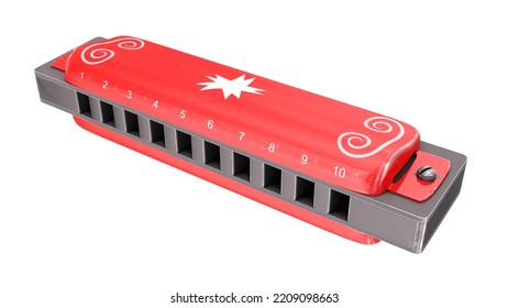 Harmonica Isolated On White Background3d Rendering Stock Illustration ...