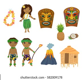 Hawaii Set Characters Objects Stock Illustration 582009178 | Shutterstock
