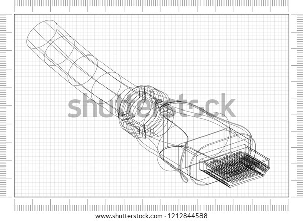 Hdmi Cable Blueprint Stock Illustration 1212844588