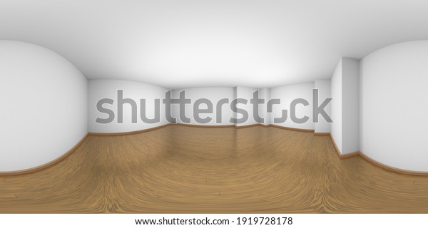 HDRI environment map of empty white room with walls, brown hardwood ...