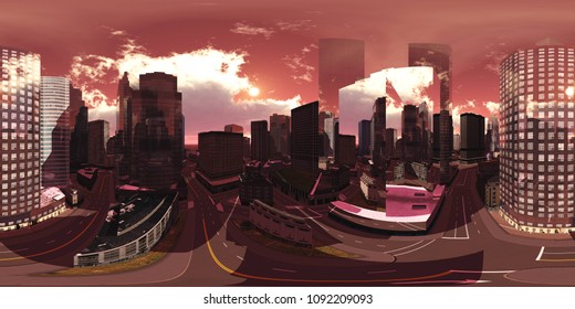 Hdri Equirectangular Projection Spherical Panorama Cityscape Stock ...