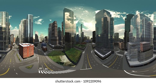 Hdri Equirectangular Projection Spherical Panorama Cityscape Stock ...