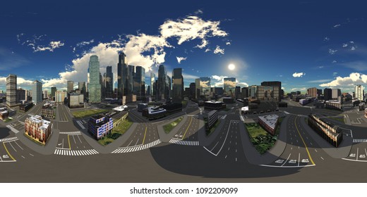 Hdri Equirectangular Projection Spherical Panorama Cityscape Stock ...