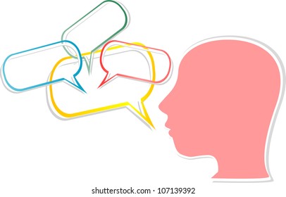 Head Comic Speech Bubbles Raster Stock Illustration 107139392 ...