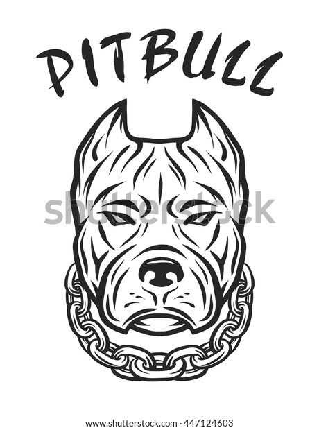 Head Pit Bull Collar Vector Illustration Stock Illustration 447124603