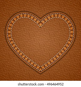 Heart Shaped Patch On Leather Background Stock Illustration 496464952