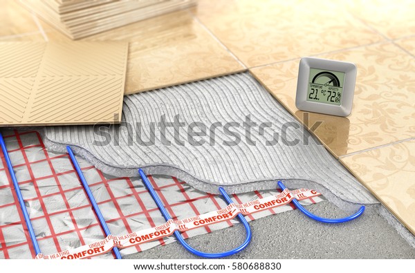 Heating Concept Underfloor Heating Layers Heating Stock Illustration ...