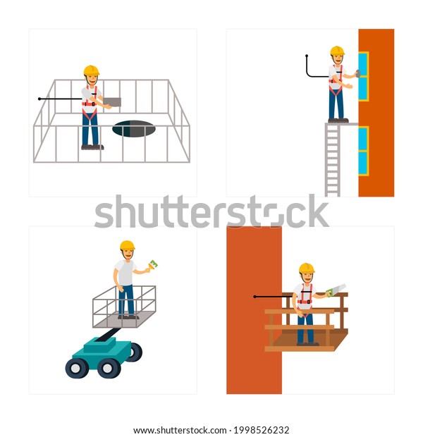 Height Safety Construction Vector Set Stock Illustration 1998526232 ...