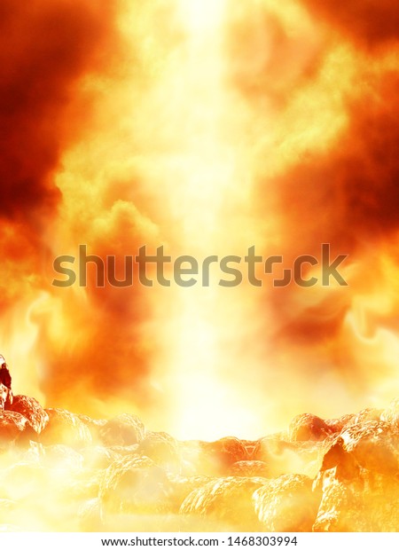 Hellfire Background Flames Column Fiery Sky Stock Illustration ...