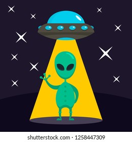 Hello Alien Concept Background Flat Illustration Stock Illustration ...