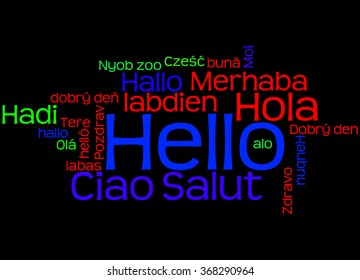 Hello Different Languages Word Cloud Concept Stock Illustration ...