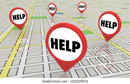 Help Support Assistance Centers Map Pins Stock Illustration 1323229076 ...