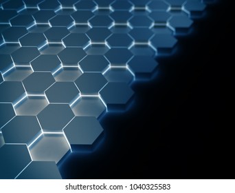 Hexagon Glowing Pattern Dark Blue 3d Stock Illustration 1040325583