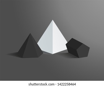 Hexagonal Pyramid Pentagonal Prism Figures Set Stock Illustration ...