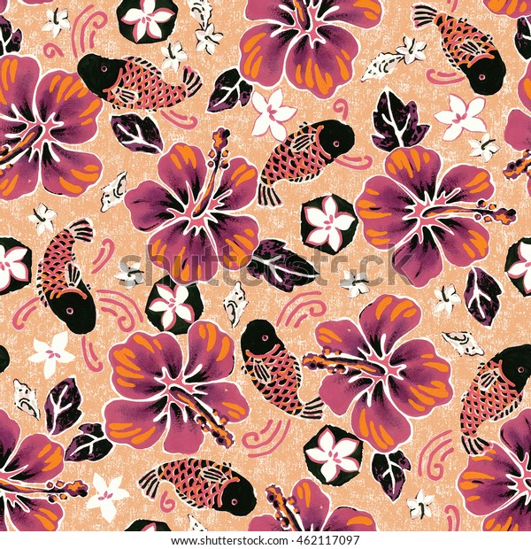Hibiscus Flower Pattern Stock Illustration 462117097 | Shutterstock