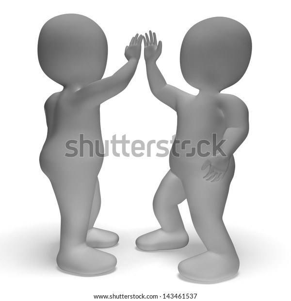 High Five 3d Characters Show Friendship Stock Illustration 143461537