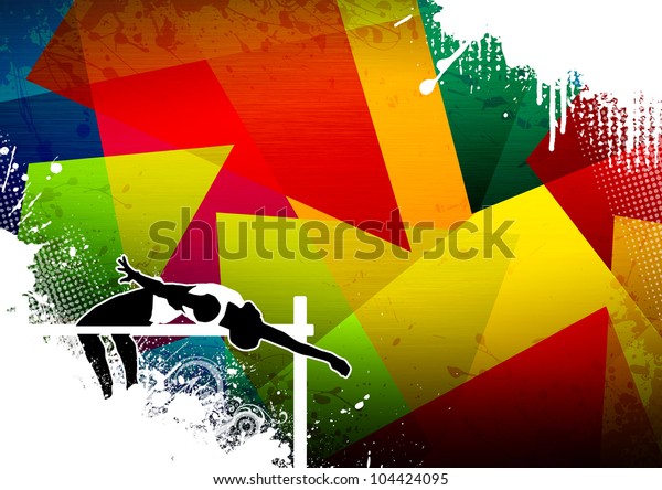 High Jump Background Space Poster Web Stock Illustration 104424095