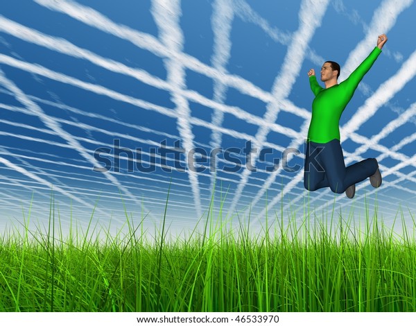 High Resolution 3d Human Jumping Happy Stock Illustration 46533970 ...