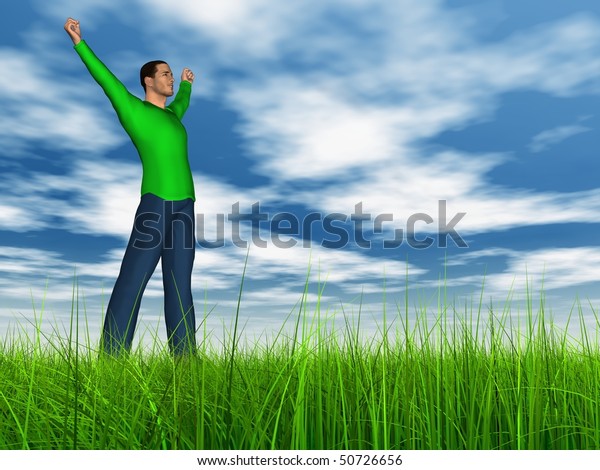 High Resolution Conceptual 3d Human Standing Stock Illustration ...