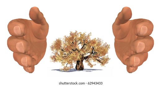High Resolution Conceptual Tree Held Hands Stock Illustration 62943433 ...