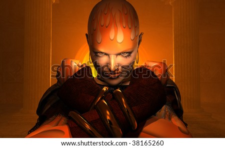 High Resolution Portrait Evocation Fire Mage Stock Illustration ...