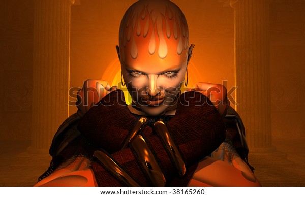 High Resolution Portrait Evocation Fire Mage Stock Illustration ...