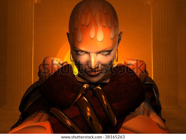 High Resolution Portrait Evocation Fire Wizard Stock Illustration ...