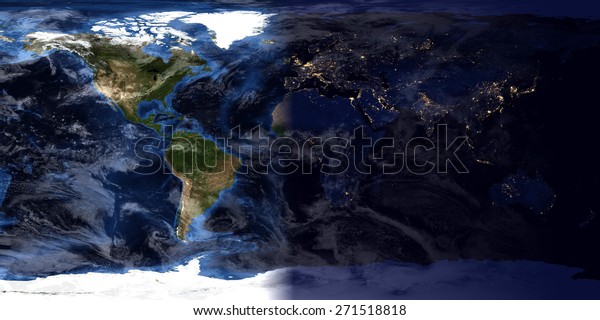 High Resolution World Map Day Night Stock Illustration 271518818