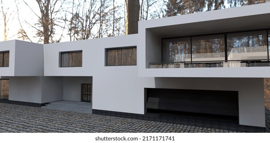High Tech Building Front View Garage Stock Illustration 2171171741 ...