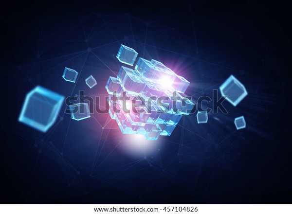 High Tech Cube Figure Mixed Media Stock Illustration 457104826 ...