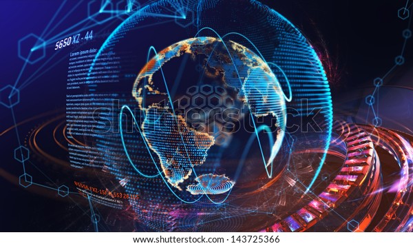 High Tech Digital Holographic Earth Globe Stock Illustration 143725366