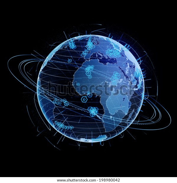 High Technology Globe Isolated On Black Stock Illustration 198980042 ...