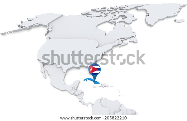 Highlighted Cuba On Map North America Stock Illustration 205822210