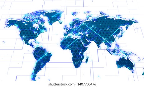 Hitech World Map Hud Interface Image Stock Illustration 1407705476 ...