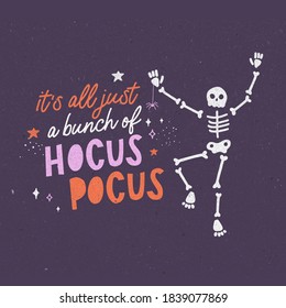 Hocus Pocus Dancing Skeleton Illustrated Words Stock Illustration ...
