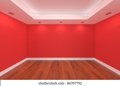 Empty Room Interior Red Wall Studio Stock Illustration 1383391160