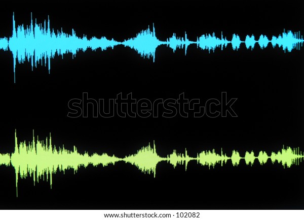 Horizontal Audio Waveform Display Black Background Stock Illustration ...