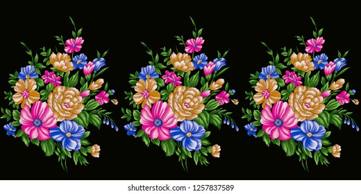 Horizontal Flower Border Stock Vector (Royalty Free) 1128626924