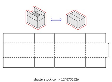 Horizontal Box Template Packing Simple Cardboard Stock-illustration ...