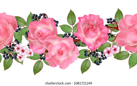 Horizontal Floral Border Pattern Seamless Old Stock Illustration 1081721249